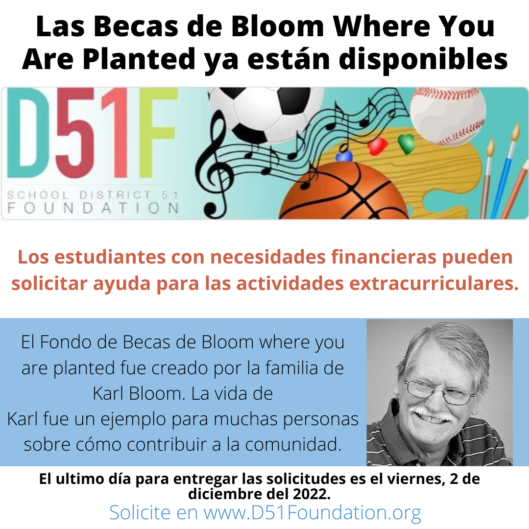 8th round of Bloom Where You Are Planted Grants now open! | District 51 Foundation